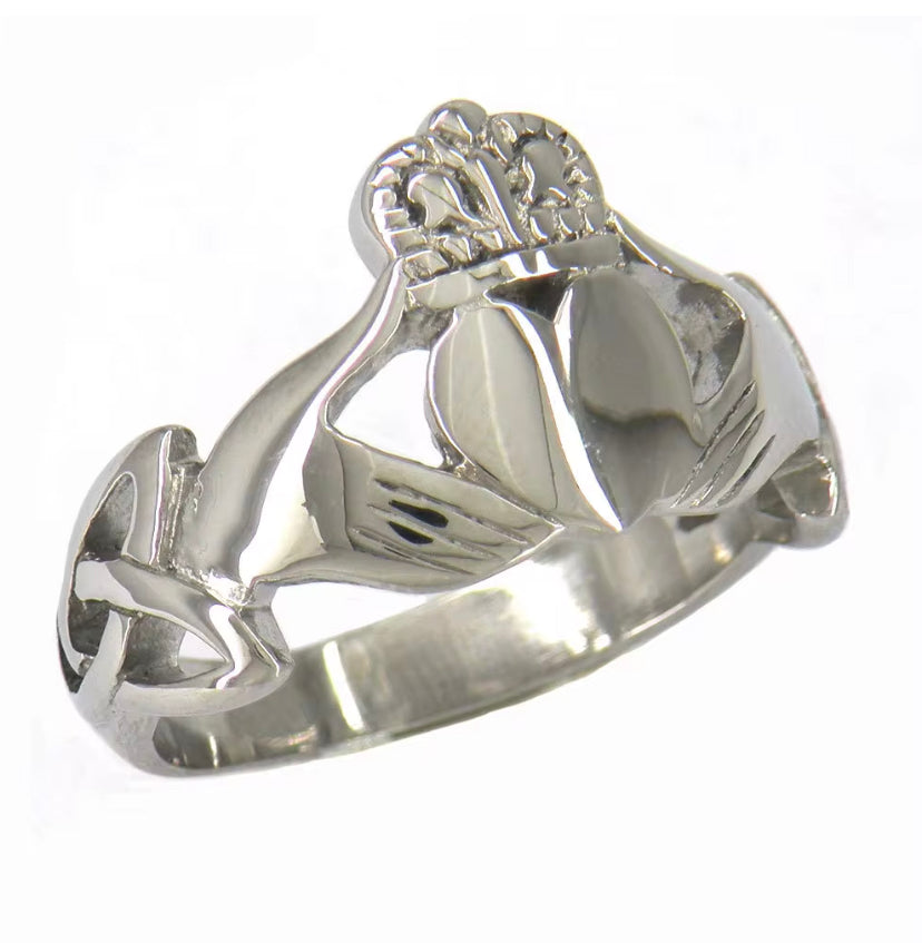 XL Claddagh with Celtic Trinity Knots Ring